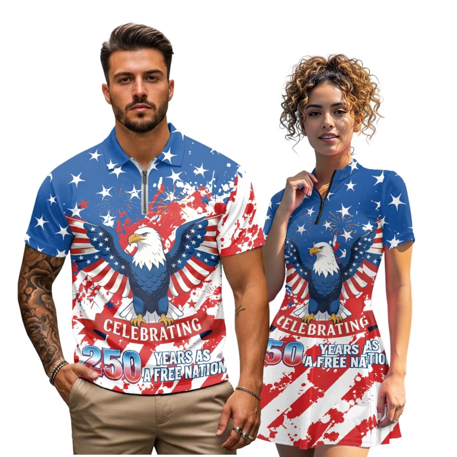 Aplkyhs 250th Anniversary Eagle His and Hers Golf Shirts Matching ...