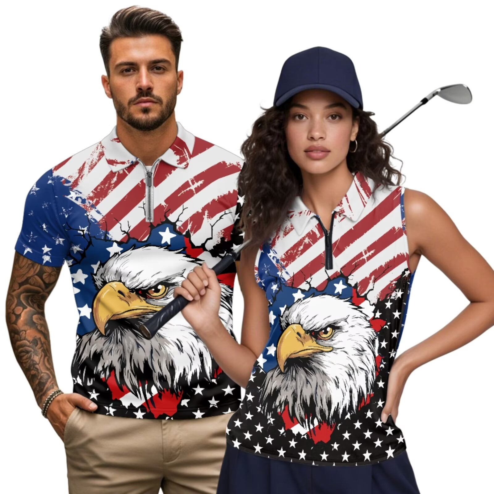 Aplkyhs 250th Anniversary Eagle Matching Couple Sport Shirts ...