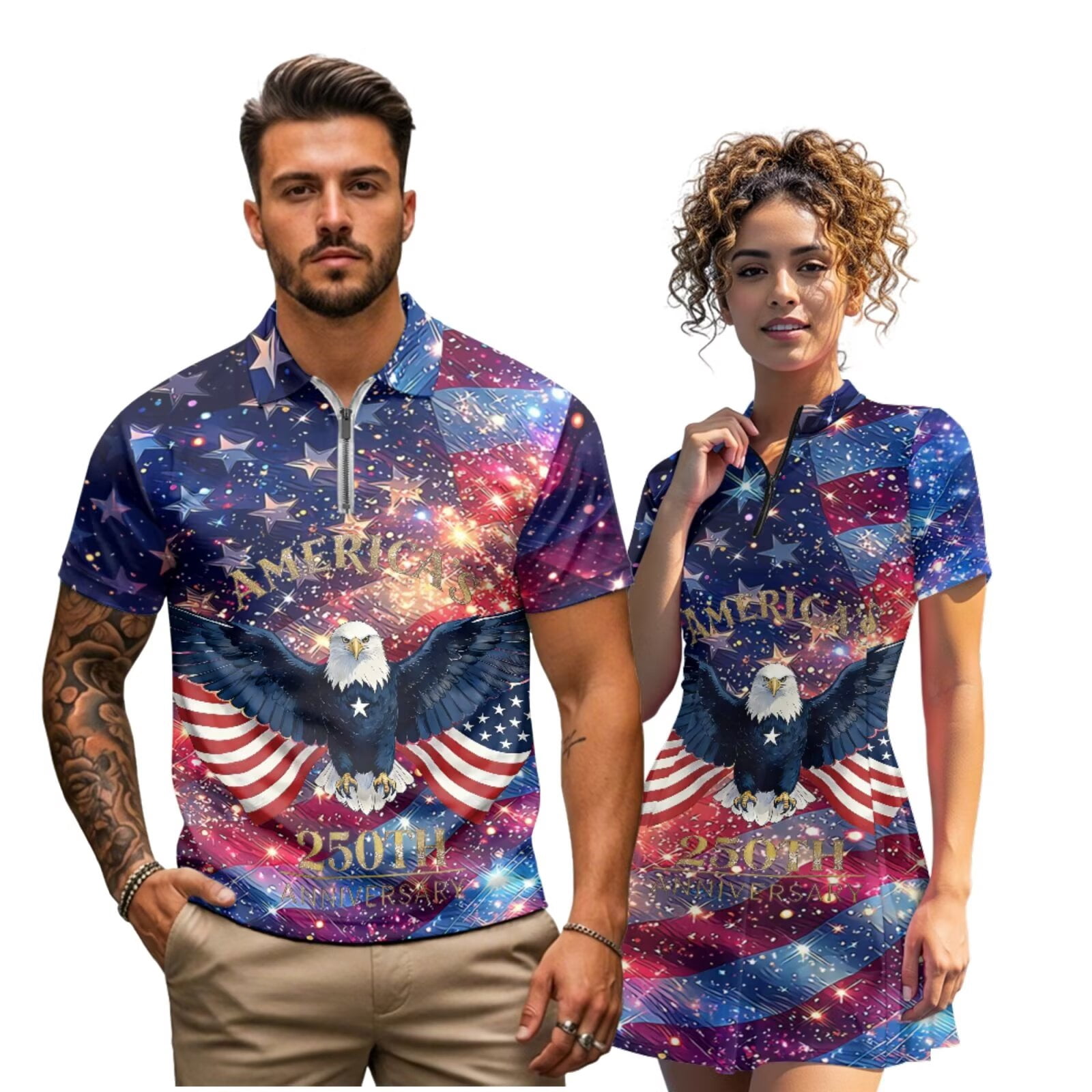 Aplkyhs 250th Anniversary Eagle Matching Couple Sport Shirts Matching ...
