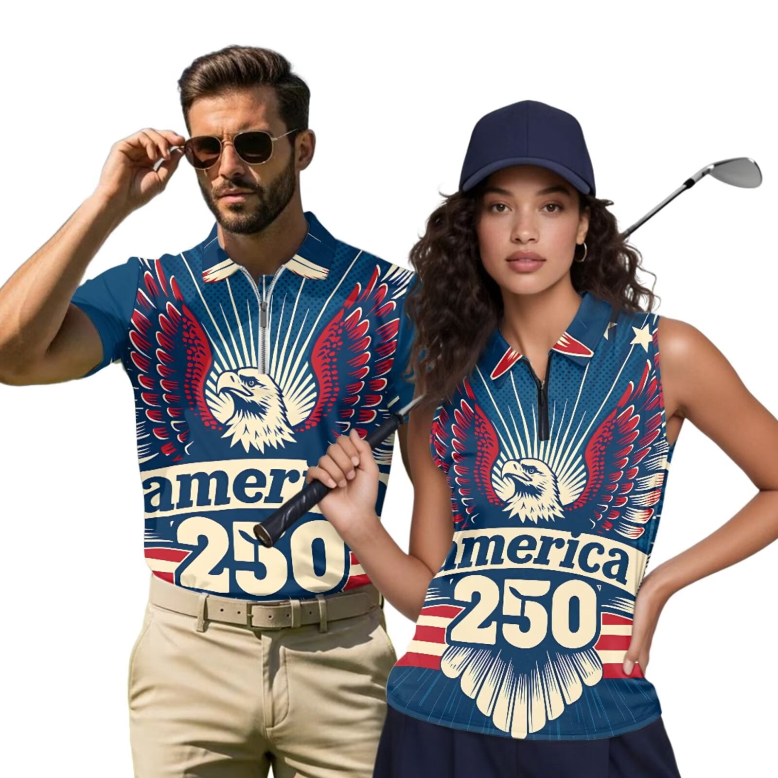 Aplkyhs 250th Anniversary Eagle Matching Golf Shirts for Couple Quarter ...