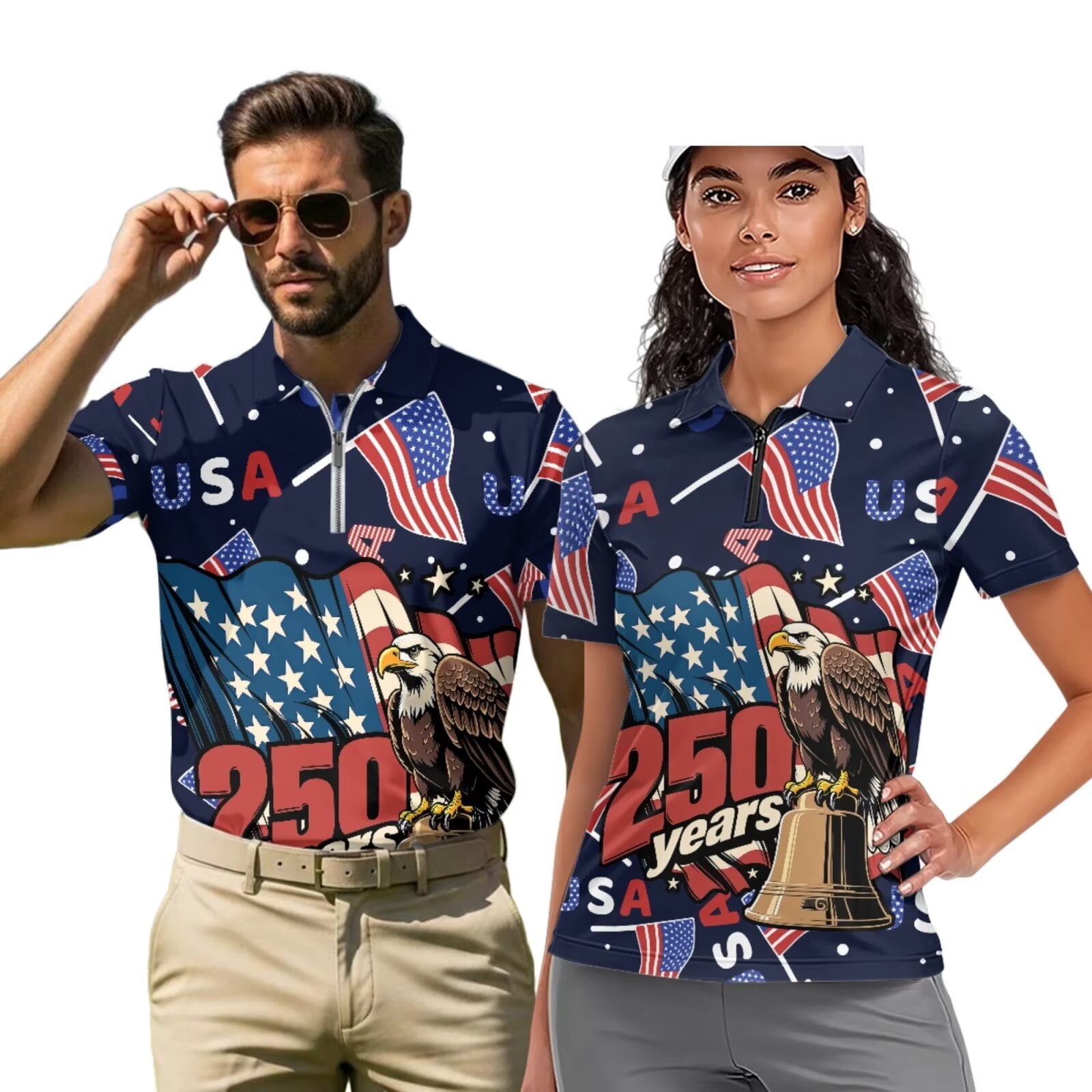 Aplkyhs 250th Anniversary Matching Couple Golf Shirts Mens Hawaiian ...