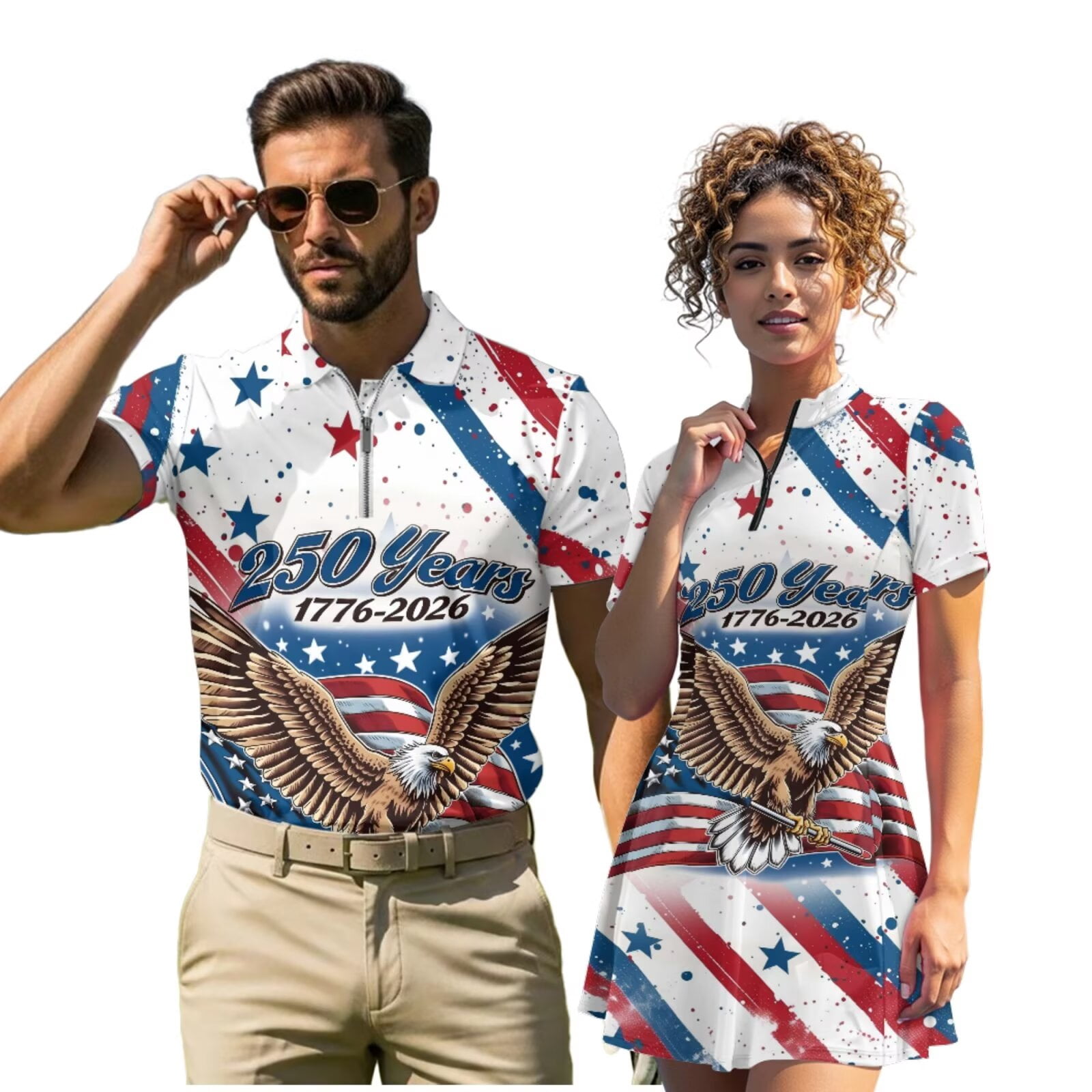 Aplkyhs 250th Anniversary Matching Golf Shirts for Couple Star Quarter ...