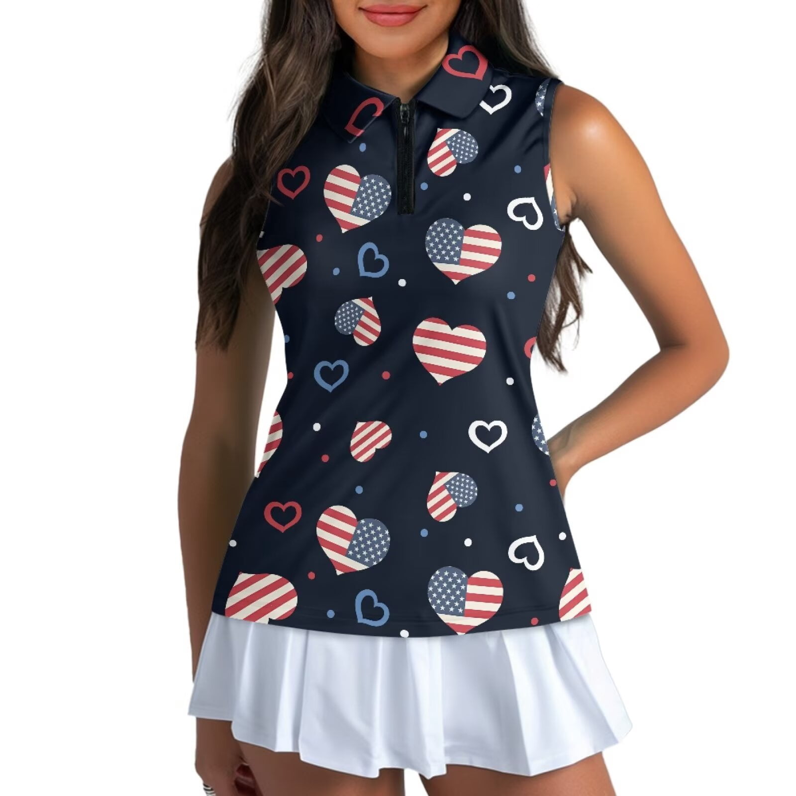 Aplkyhs 250th Anniversary Women's Golf Sleeveless Shirt Heart Moisture ...
