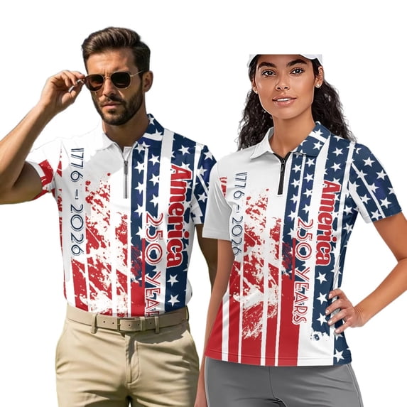 Aplkyhs American Flag Matching Golf Shirts for Couple His and Hers Golf ...