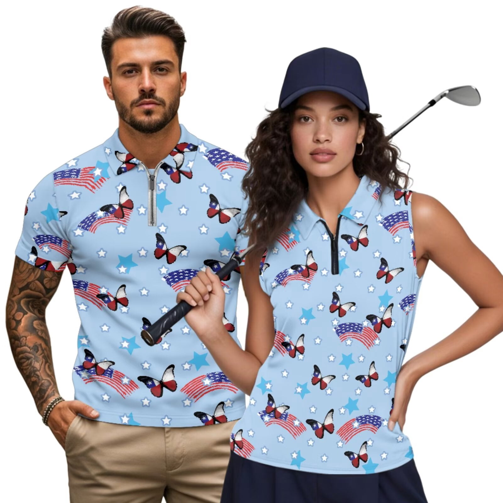 Aplkyhs American Flag Star Matching Couple Sport Shirts Lightweight ...