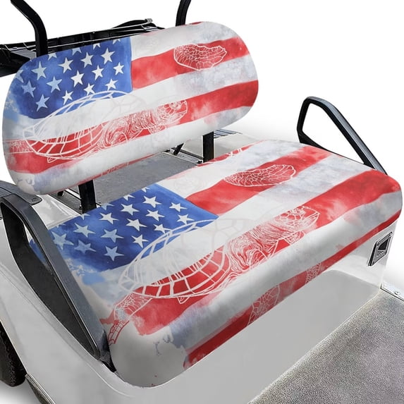 Aplkyhs American Flag Turtle Print Golf Cart Seat Covers Independence ...