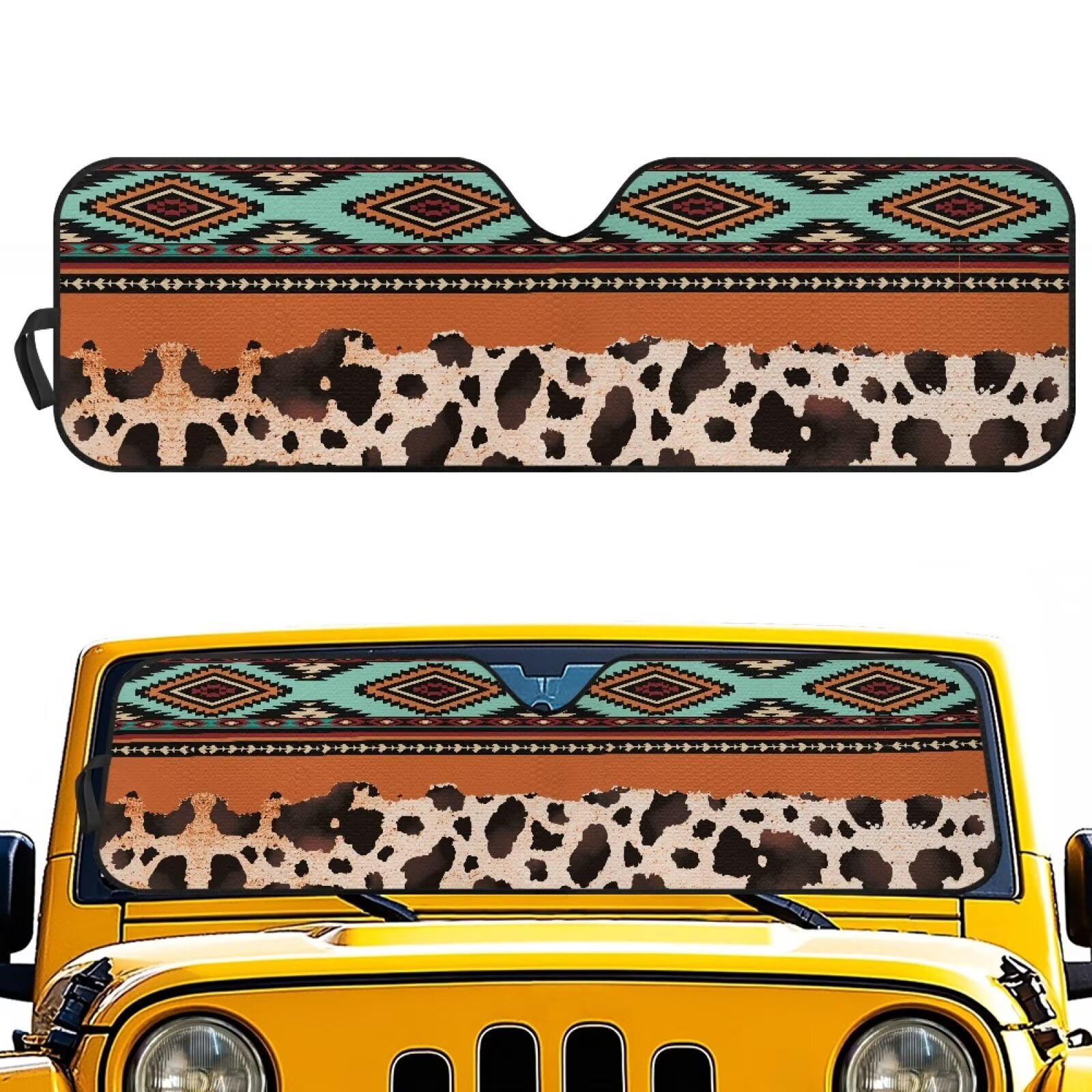 Aplkyhs Aztec Ethnic Cow Print Car Sun Visor Car Windshield Sun Shade 2 ...
