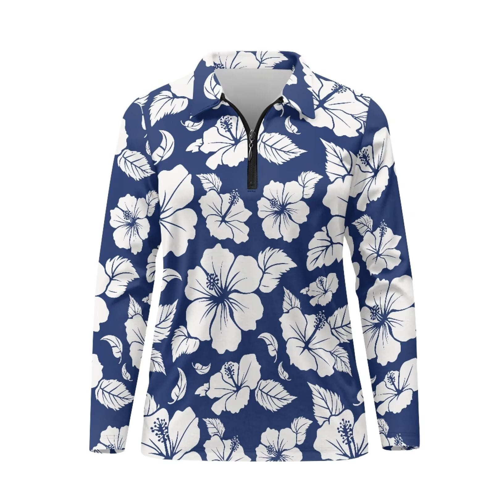 Aplkyhs Blue Hibiscus Tennis T-Shirts Long Sleeve Sport Shirts Soft and ...