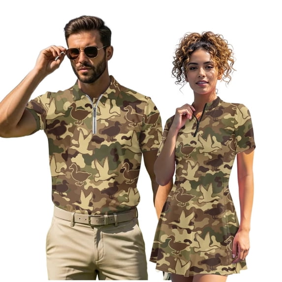 Aplkyhs Camo Hunting Duck Couple Golf Matching Outfits Matching Couple ...