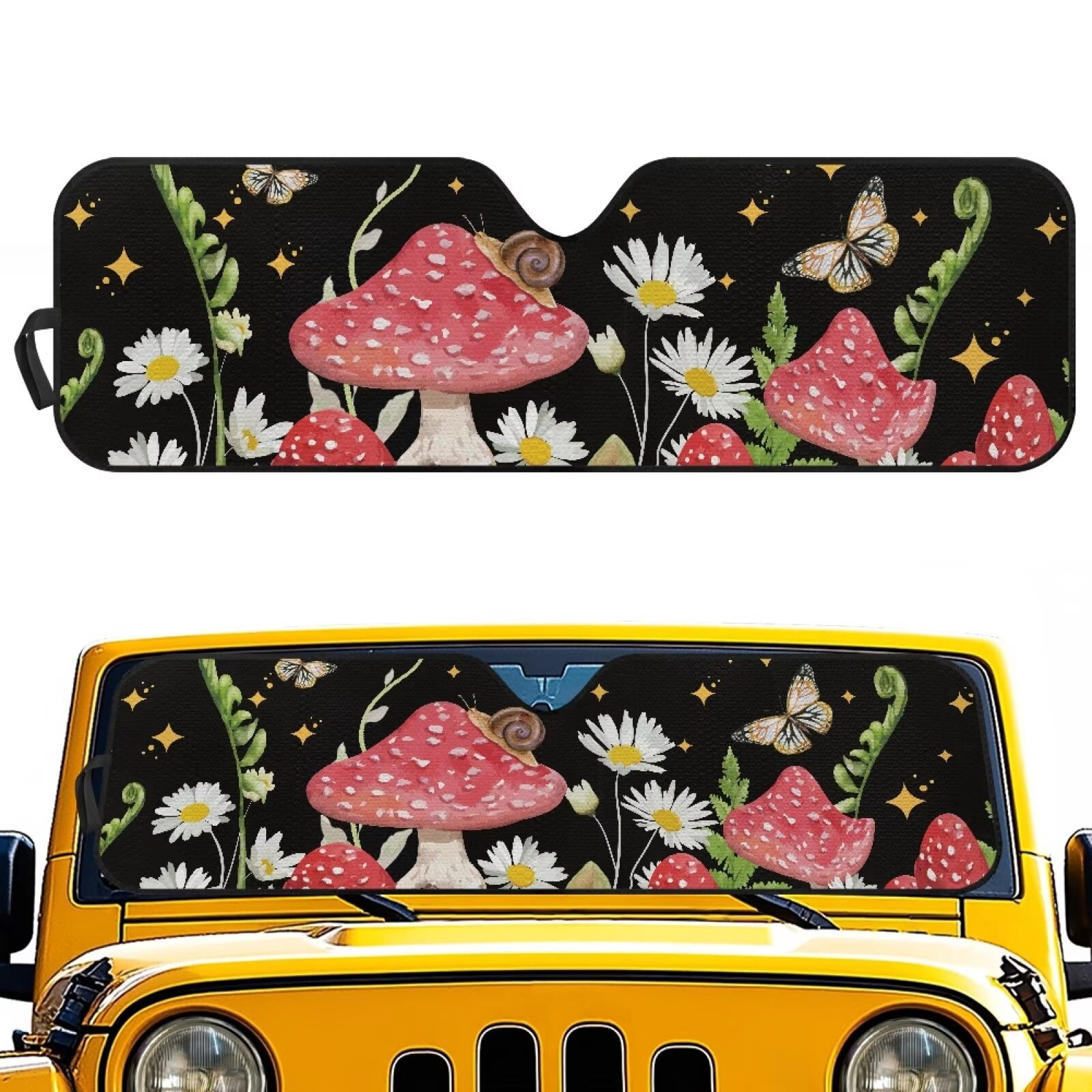 Aplkyhs Car Sun Visor Daisy Mushroom Sun Shade for Car Windshield 2/4 ...