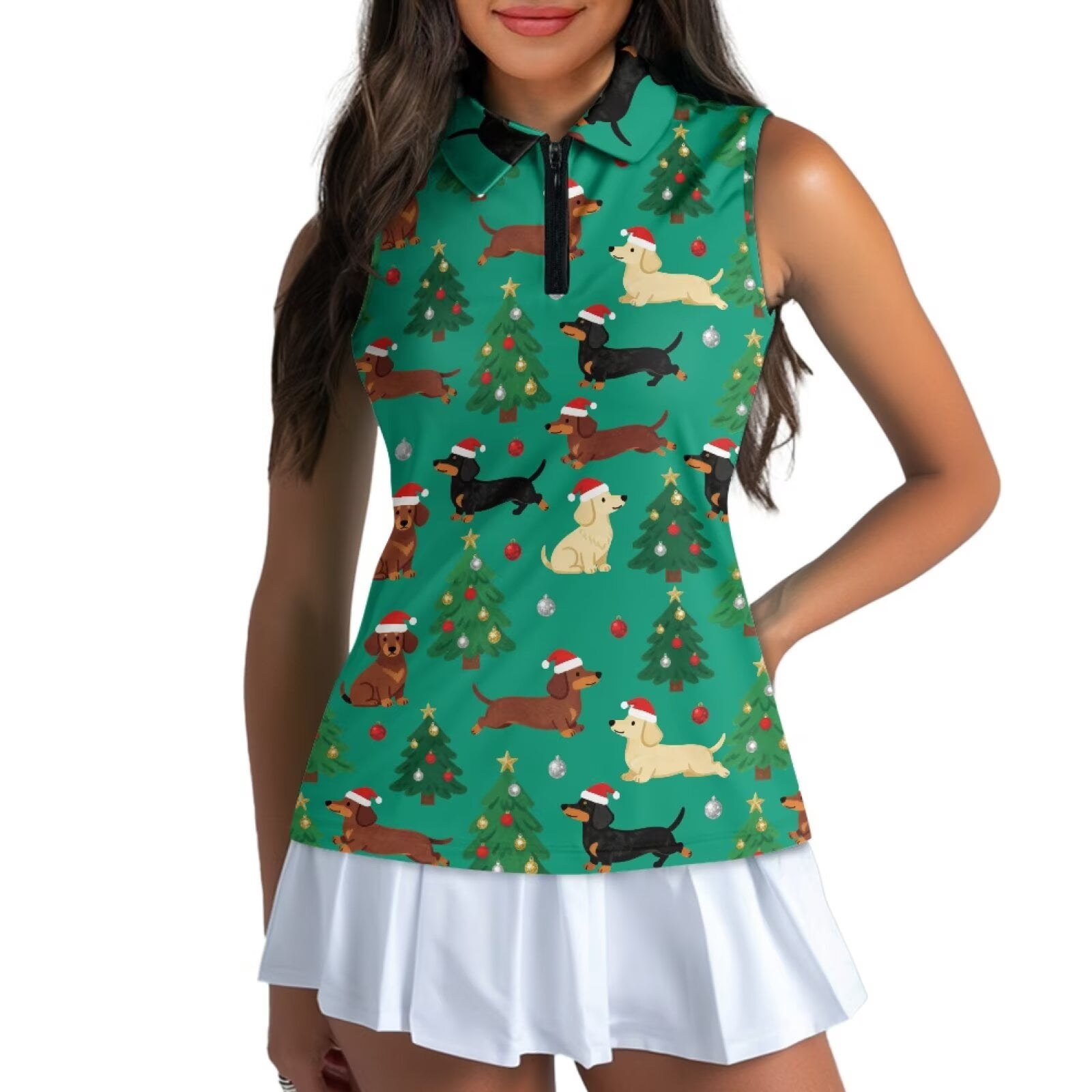 Aplkyhs Christmas Dachshund Golf Tennis Shirts Breathable Fabric ...