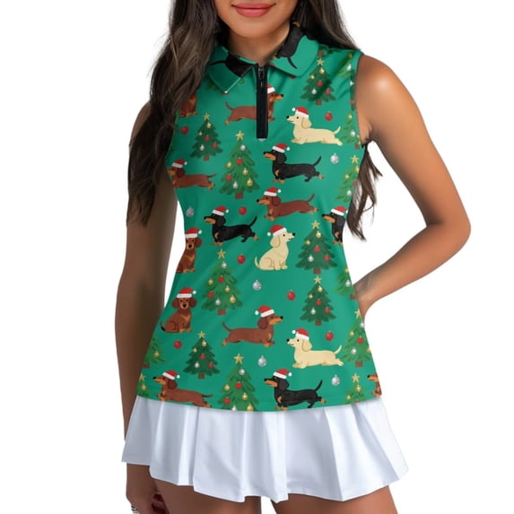 Aplkyhs Christmas Dachshund Golf Tennis Shirts Breathable Fabric ...