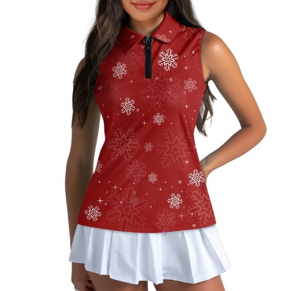 Aplkyhs Christmas Snowflake Golf Shirts for Women Breathable Fabric ...