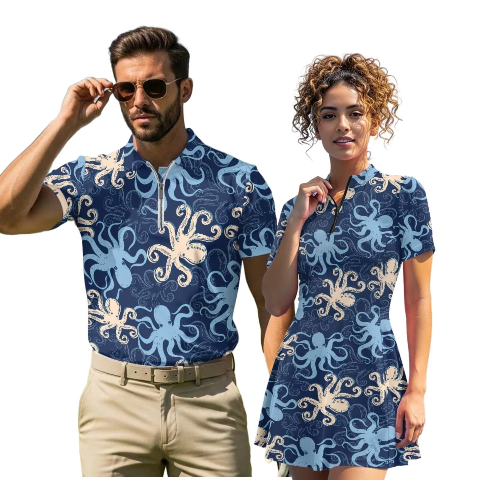Aplkyhs Couple Golf Matching Outfits Gothic Octopu Matching Couple Golf ...