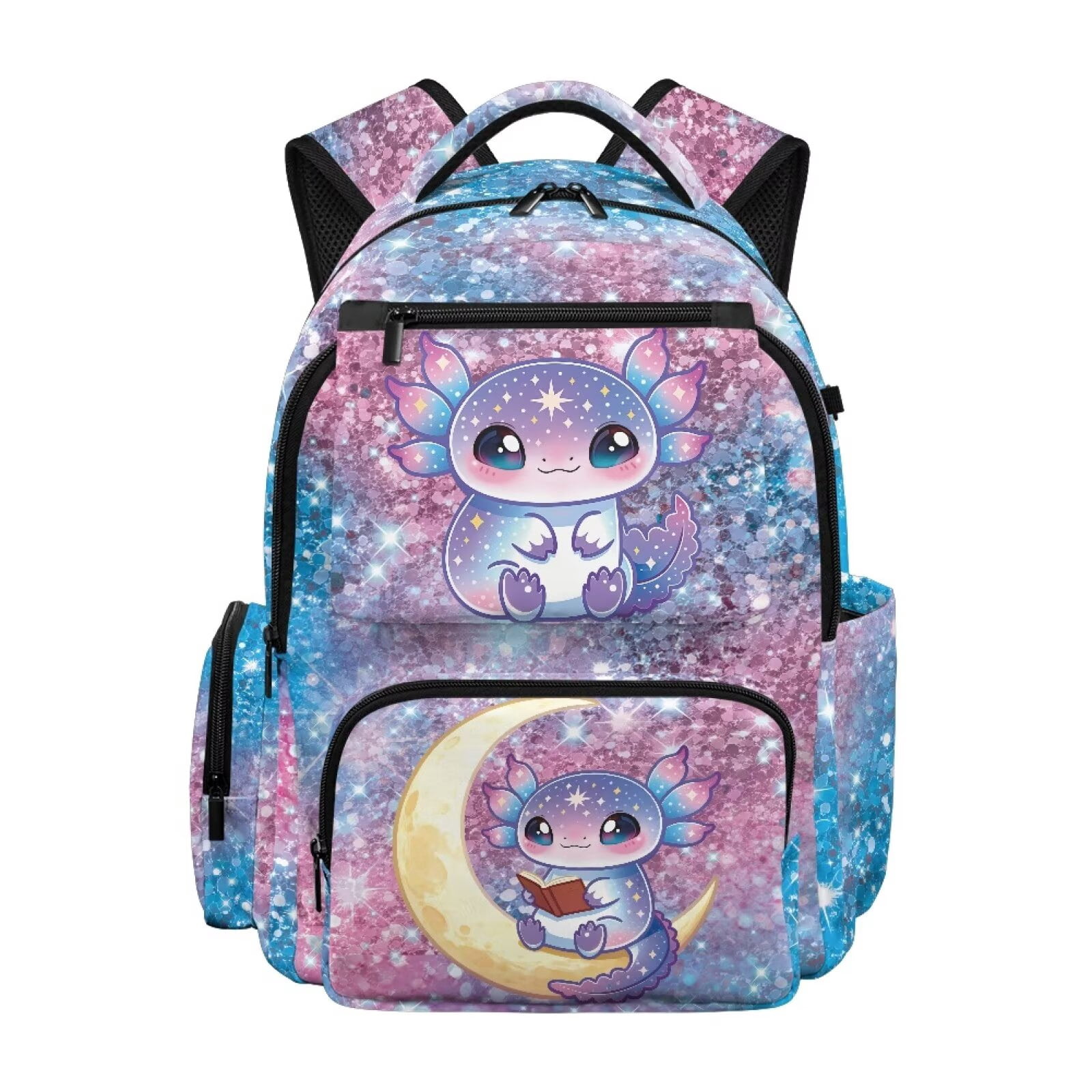 Aplkyhs Cute Galaxy Axolotl 17 Inch Backpack for Age 6-12 School Bag ...