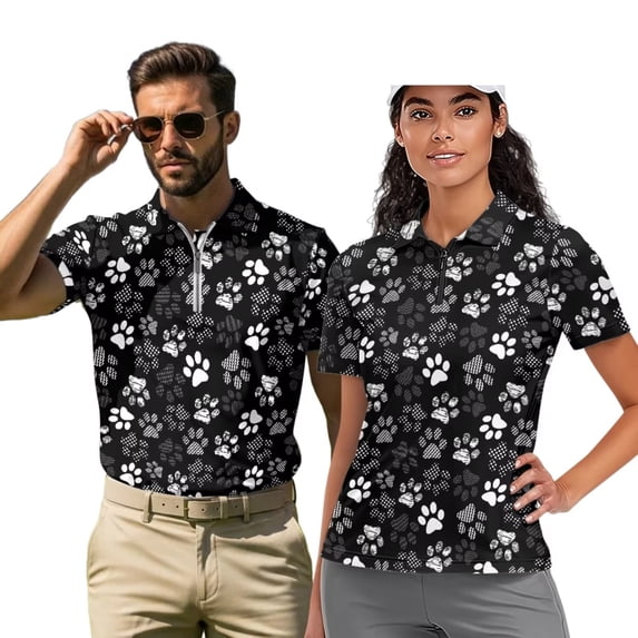 Aplkyhs Dog Paw Matching Golf Shirts for Couple Quarter Zip His and ...