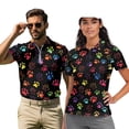 Aplkyhs Funny Couple Golf Shirts Colorful Dog Paw Quarter Zip Mens ...
