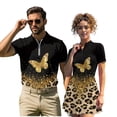 Aplkyhs Funny Couple Golf Shirts Couple Gold Glitter Butterfly Golf ...