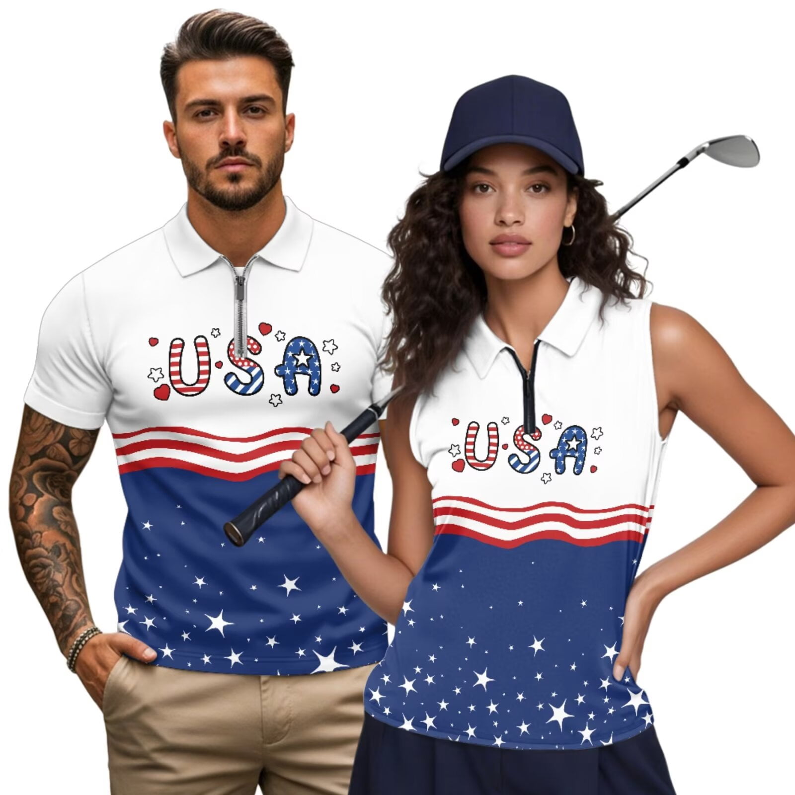 Aplkyhs Funny Couple Golf Shirts Quick Dry Summer Lapel Business Casual ...
