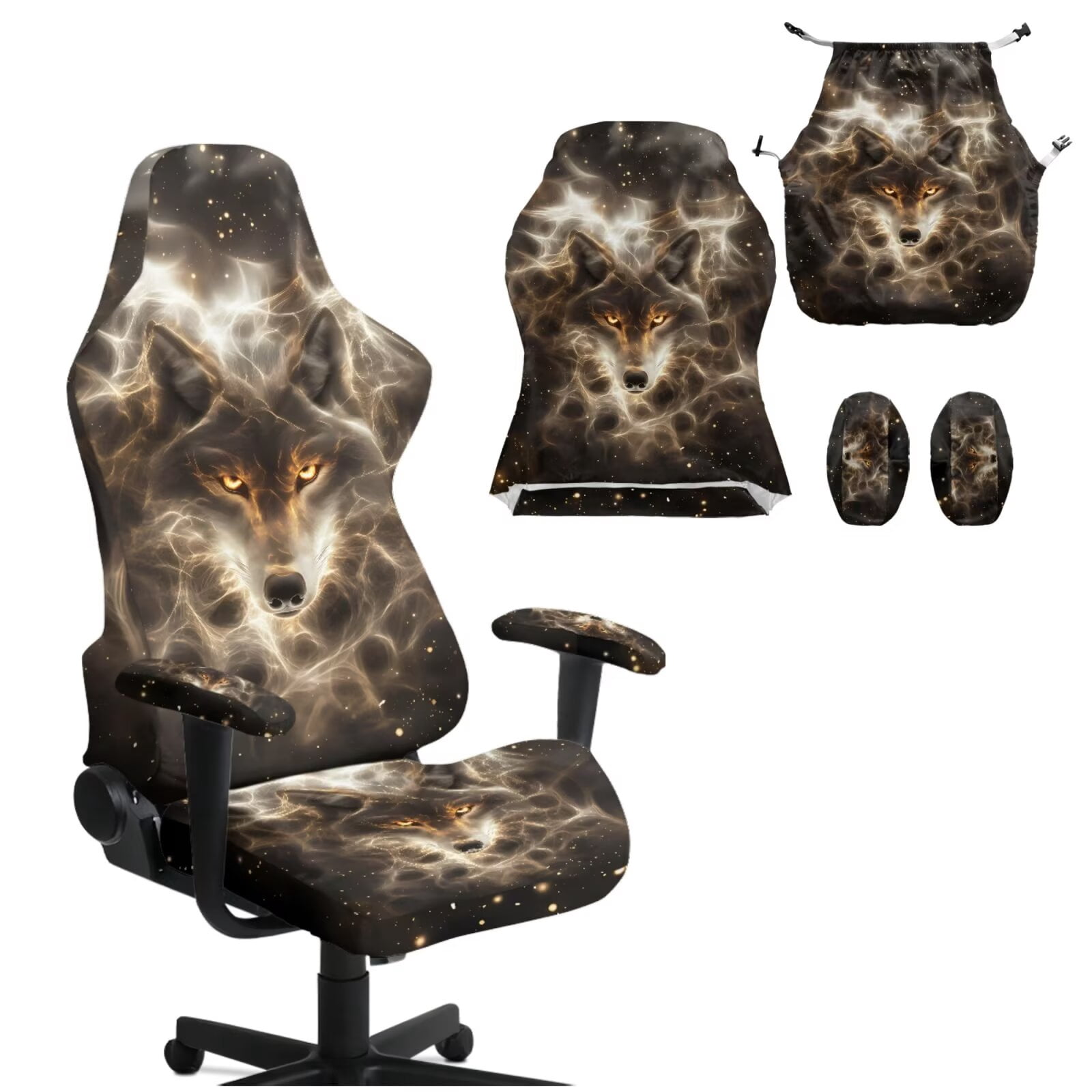 Aplkyhs Gaming Chair Cover 4pc Set Easy to Clean Anti-Scratch Game ...