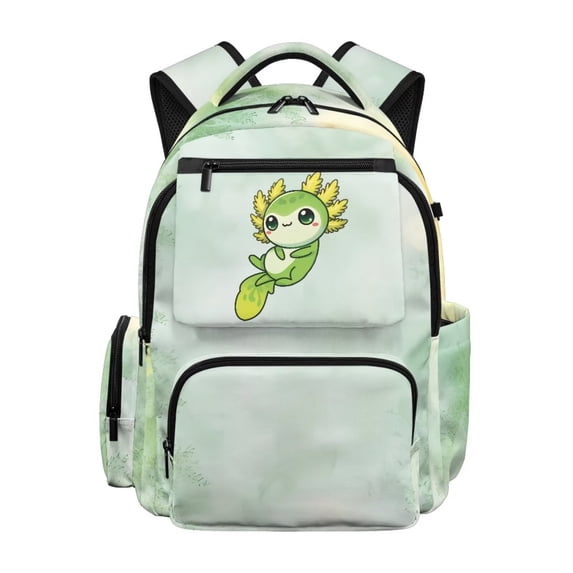 Aplkyhs Green Axolotl Backpack for Teens 12-18 17 Inch Durable School ...