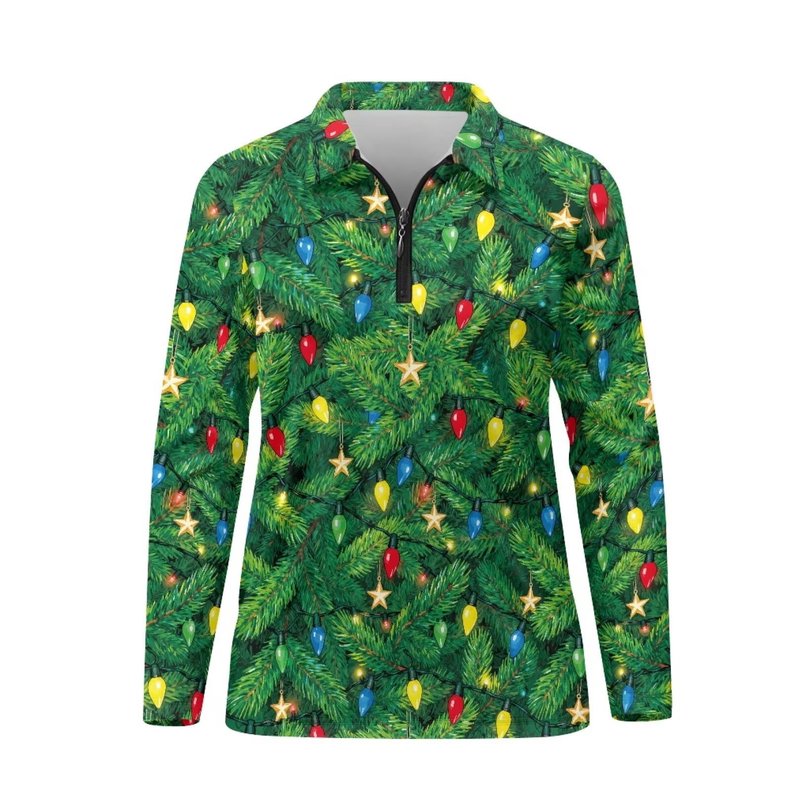 Aplkyhs Green Christmas Tree Women Sport Cloth Athletic Long Sleeve ...