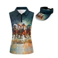 Aplkyhs Horse Racing Women's Sleeveless Golf Shirt and Sports Sun Visor ...