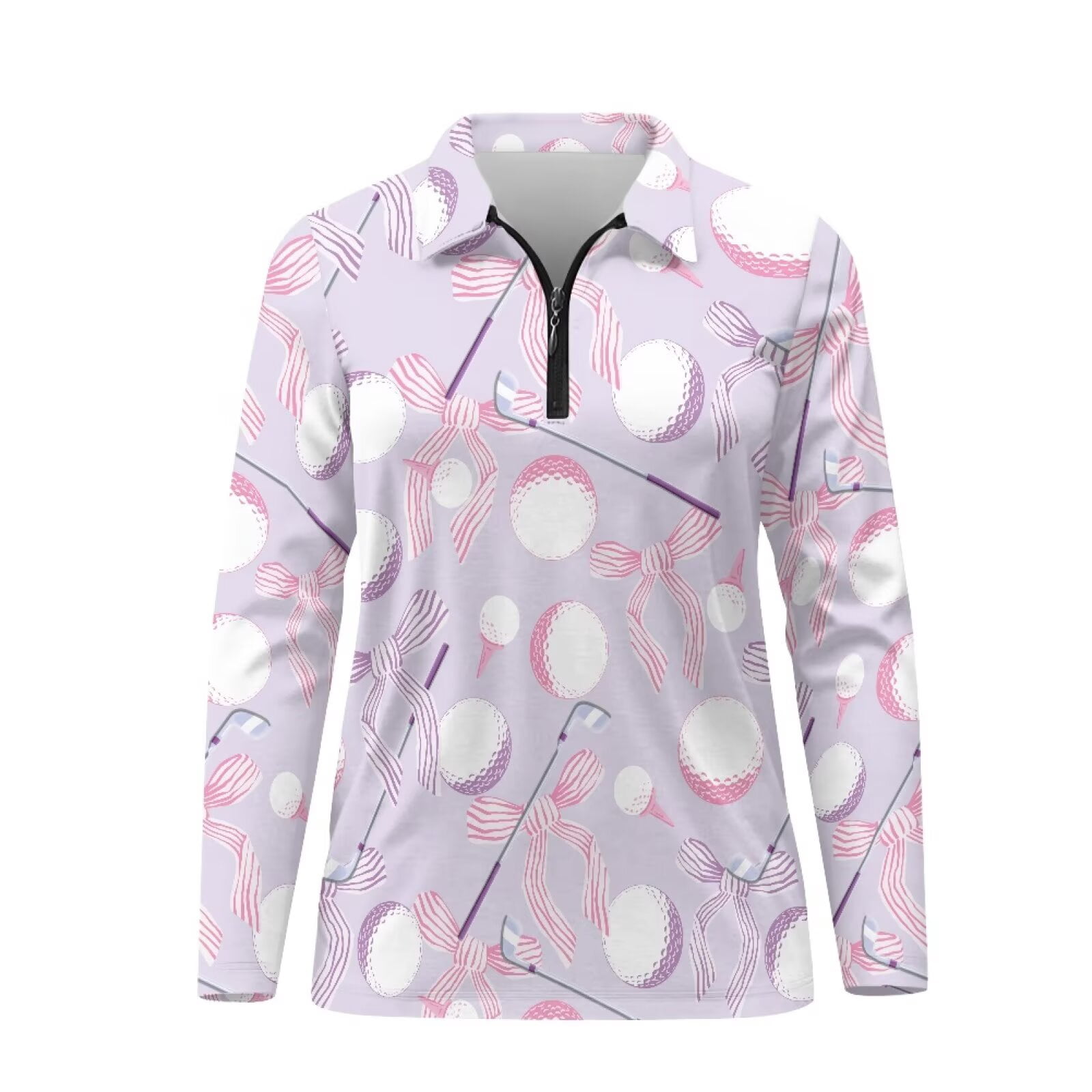 Aplkyhs Light Purple Bow Women Sport Shirts Long Sleeve Sport Shirts ...