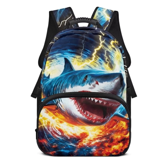 Aplkyhs Lightning Fire Shark School Backpack for Girls Boys Ergonomic ...