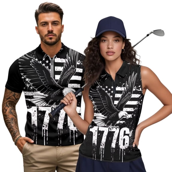 Aplkyhs Matching Couple Sport Shirts Black American Flag Eagle Quarter ...