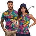 Aplkyhs Matching Couple Sport Shirts Colorful Palm Leaf Quarter Zip ...