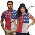 Aplkyhs Matching Golf Shirts for Couple American Flag Star Quarter Zip ...