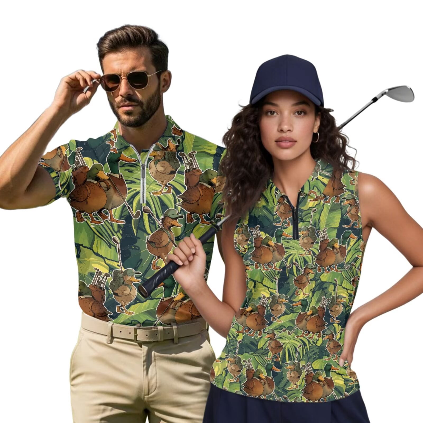 Aplkyhs Matching Golf Shirts for Couple Camo Hunting Duck Racerback ...