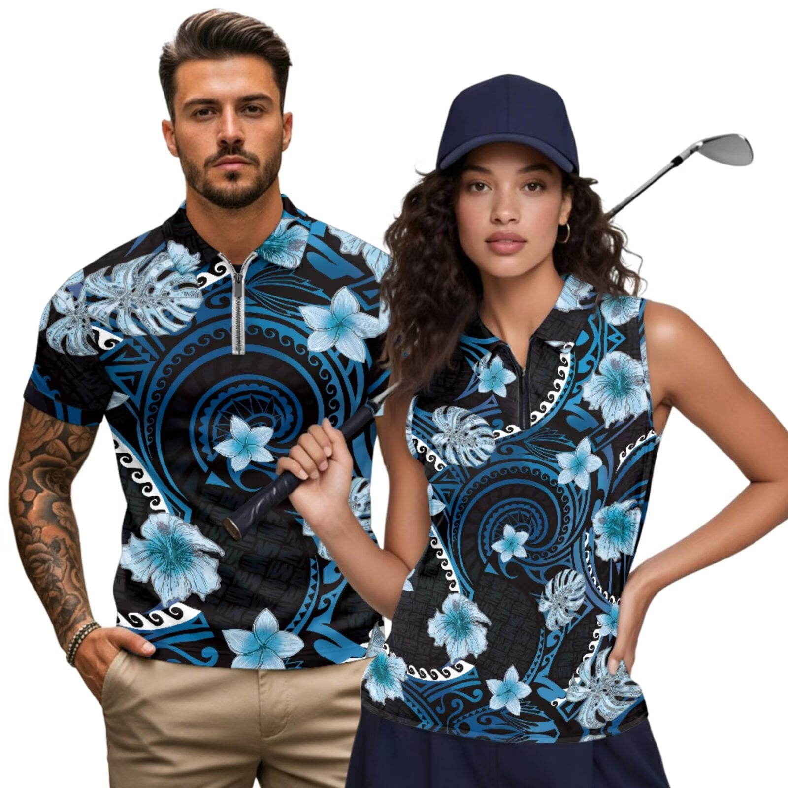 Aplkyhs Matching Golf Shirts for Couple Quarter Zip Couple Golf ...