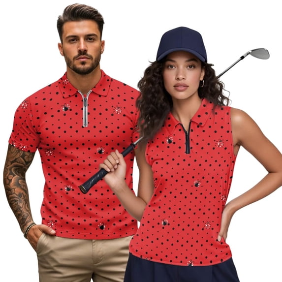 Aplkyhs Matching Golf Shirts for Couple Ladybug Racerback Design Funny ...