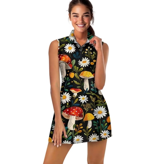 Aplkyhs Mushroom Daisy Tennis Dress for Women Lightweight Golf Dress ...