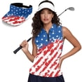 Aplkyhs Patriotic Star 2-Piece Set Women's Sleeveless Golf Shirt and ...