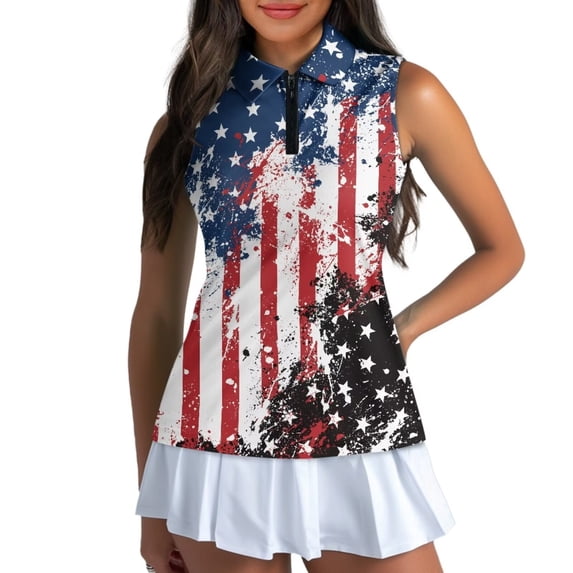 Aplkyhs Patriotic Stars Athletic Golf Shirts Workout Tennis T-Shirts ...
