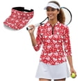 Aplkyhs Pink Heart Women's Golf Shirt and Sun Visor Hat Set 4-Way ...