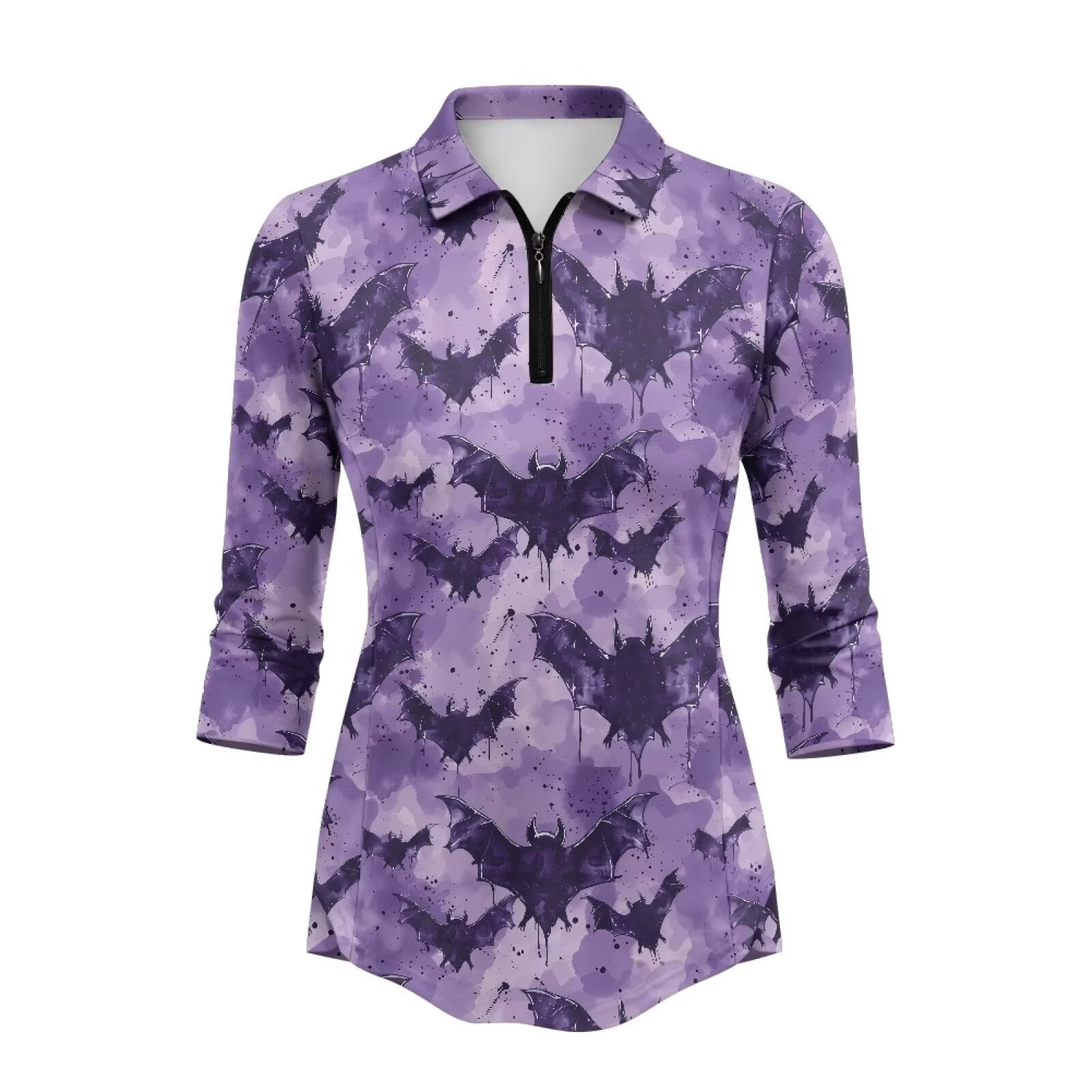 Aplkyhs Purple Bats Women Sport Shirts 3/4 Sleeve Cloth Workout Tennis ...