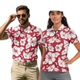 Aplkyhs Red Hibiscus Matching Golf Shirts for Couple Moisture Wicking ...