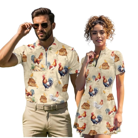 Aplkyhs Rooster His and Hers Golf Shirts Matching Quarter Zip Matching ...