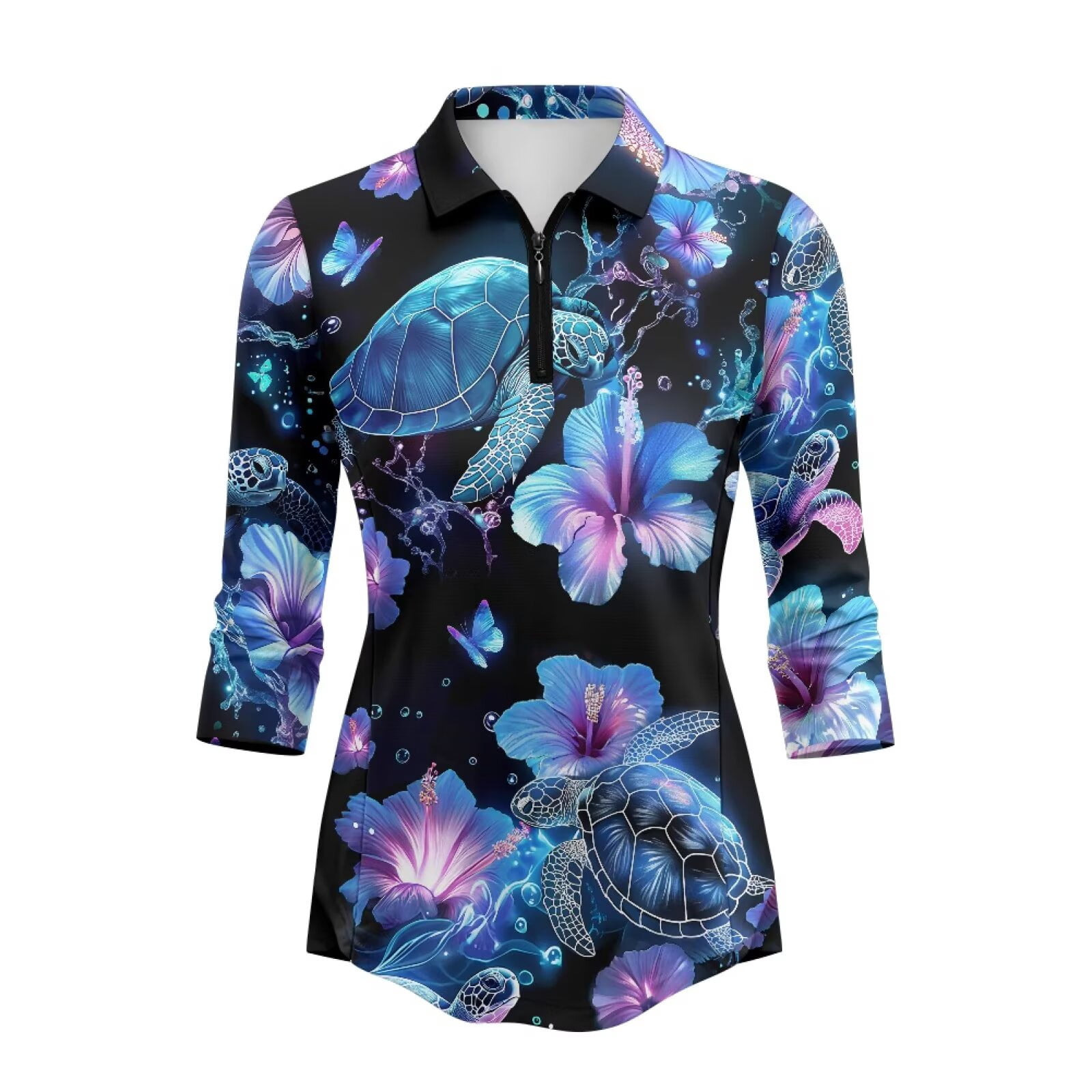 Aplkyhs Sea Turtle Flower Women Sport Cloth Golf Tennis Shirts Soft and ...