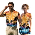 Aplkyhs Sunset Palm Trees Men Women Matching Golf Shirts 4-Way Stretch ...