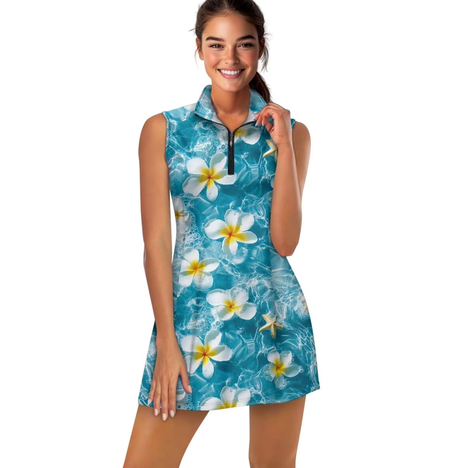Aplkyhs Tropical Flower Golf Dress Active Exercise Workout Sports ...