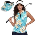 Aplkyhs Tropical Flower Starfish Women's Golf Shirt and Sun Visor Hat ...