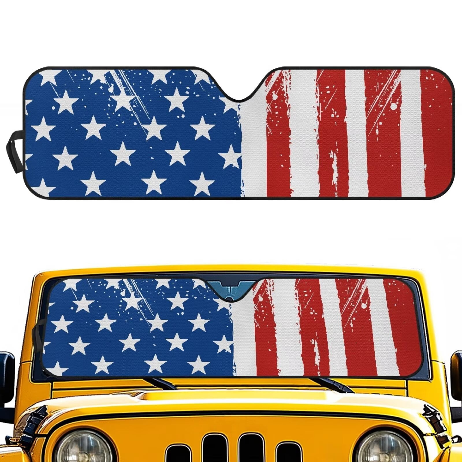 Aplkyhs USA Flag Print Car Sun Shade Sun Shade for Car Windshield 2/4 ...