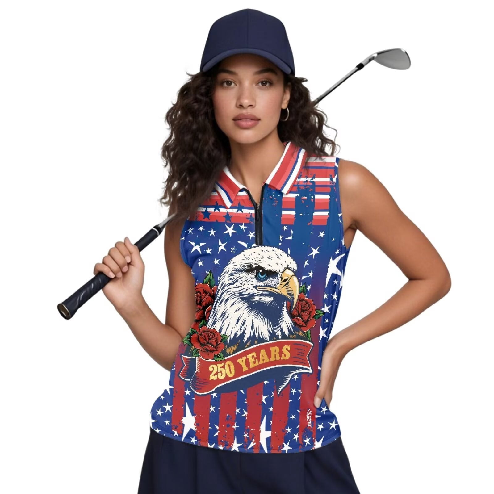 Aplkyhs Women's Golf Sleeveless Shirt 250 Years Eagle Flag Racerback ...