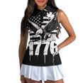 Aplkyhs Women's Golf Sleeveless Shirt Black American Flag Eagle Quick ...