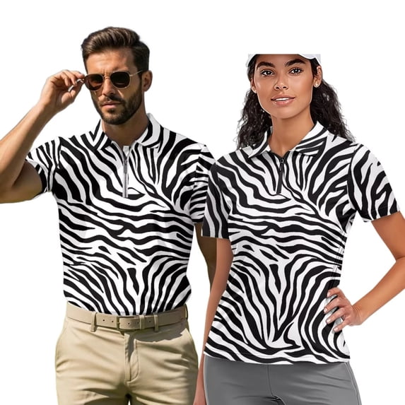 Aplkyhs Zebra Matching Couple Tennis Shirts Quarter Zip Matching Golf ...